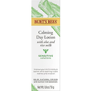 Burt's Bees Sensitive Solutions Calming Day Lotion with Aloe and Rice Milk, 98.8% Natural Origin, 1.8 Fluid Ounces