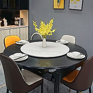 Tabletop Lazy Susan Handmade Rock Slab Quartz Lazy Susan Turntable Rotating Serving Tray for Outdoor Patio Table, Family Style Dining, Games, Parties, Wedding, 70-90cm