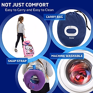 BCOZZY Kids Bundle- 2 Travel Neck Pillows for Toddlers- Super Soft Head, Neck, and Chin Support, for Comfortable Sleep in Car Seat Booster and Plane- Washable, Light Blue, Navy