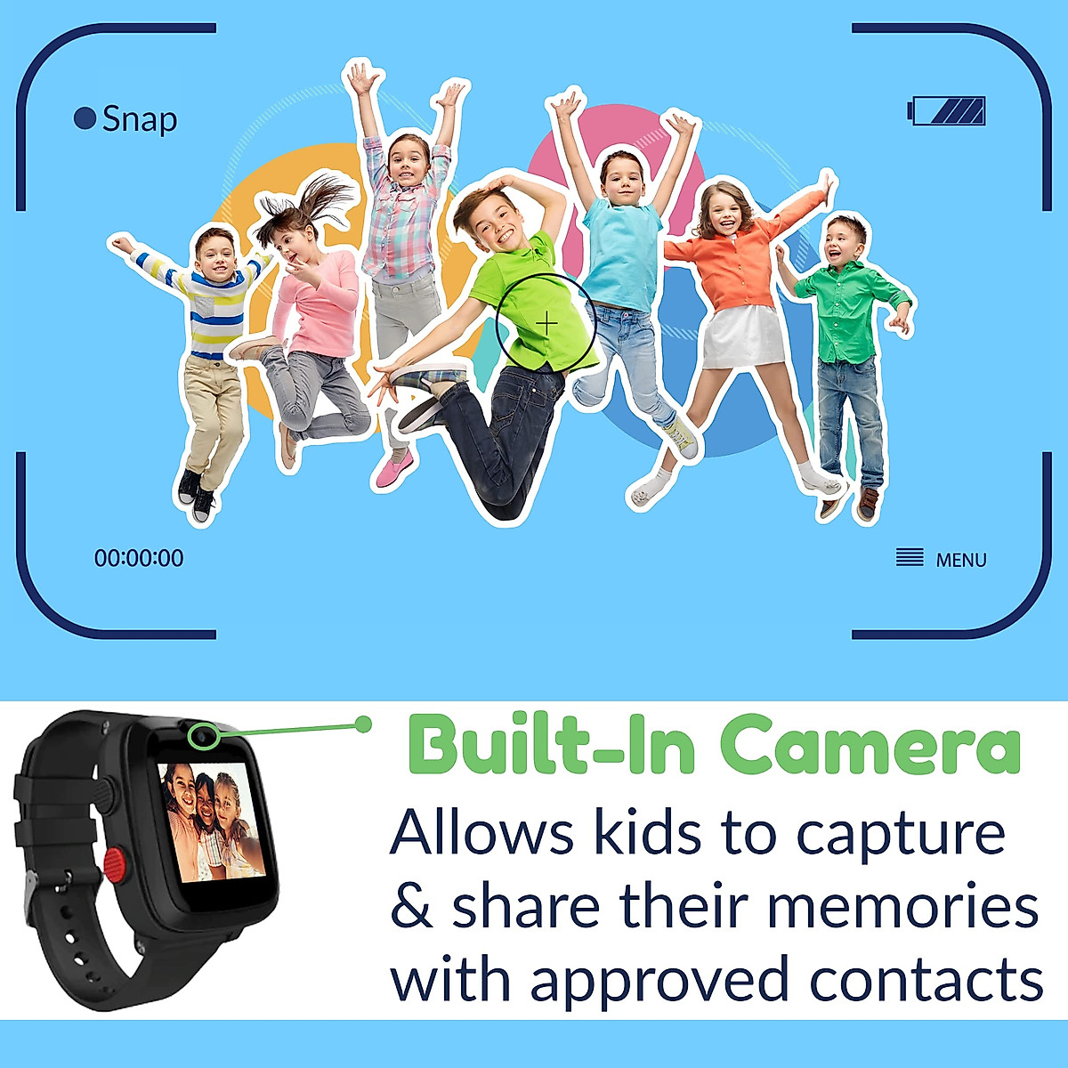 Emojikidz Kids Smartwatch with SIM Card - Ages 4-12 Years for Boys & Girls - GPS Tracking Locator SOS Alarm Remote Monitoring 2-Way Face to Face Call Voice & Video Camera Worldwide Coverage - Black