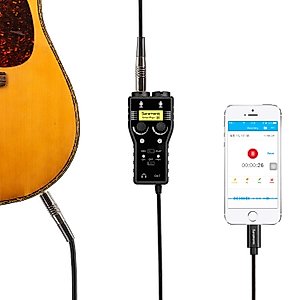 Lightning Microphone Preamp Compatible with iPhone 11 X 8 7 6 Vlog, Saramonic 2-Channel Lightning Mic XLR & 6.3mm Guitar Interface for iPad iPod, iOS Smartphone Tablet YouTube Video