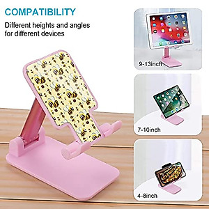 Bumble Bee Cell Phone Stand for Desk Foldable Phone Holder Height Angle Adjustable Sturdy Stand Pink-Style