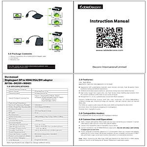 CABLEDECONN Multi-Function Big DisplayPort DP2 to HDMI VGA DVI Cable Converter Adapter