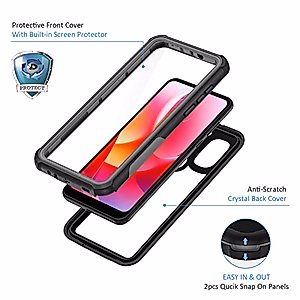 Lanhiem for Motorola Moto G Power 2022 Case, IP68 Waterproof Dustproof Shockproof Case with Built-in Screen Protector, Full Body Heavy Duty Protective Clear Cover for Moto G Power 2022 Only