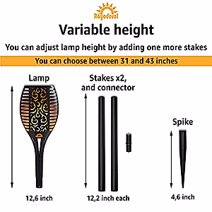 Rayodesol Solar Flame Torch Lights Outdoor, Decorative Pack of 1 pcs Each 96 LED Lamp with Dancing Flames Torches Landscape, Waterproof Outdoors Garden Patio Deck Decorations Lighting with Auto On/Off