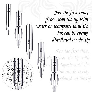 11 Pieces Comic Pen Nib Set, G-Pen Ink Nib Stainless Steel Drawing Comic Pen Nib Calligraphy Nibs with Wooden Comic Pen Nib Holder for Writing, Painting, Signing(White)