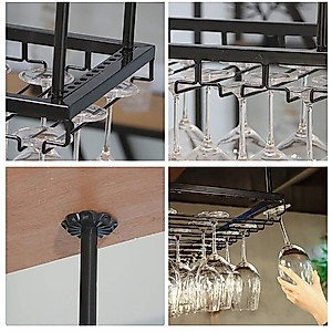 FKRACK Wine Glass Holder Ceiling Mounted Wine Glass Hanging Rack Industrial Height Adjustable Wine Glass Shelf (Color : Black, Size : 120×40cm)