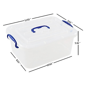 Asking 8 L Clear Storage Latch Box with Handle, 2-Pack Plastic Storage Boxes
