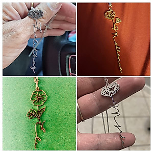 ALBERTBAND Birth Flower Name Necklace Custom Any Name Necklace for Women Birth Month Flower Necklace for Her Birth Flower Jewelry for Girlfriend Women Wife (Silver)