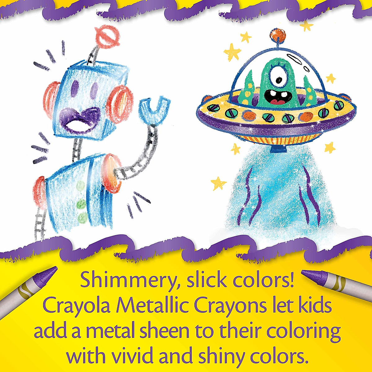 Crayola Metallic Crayons, Kids Art Supplies, 24 Count, Coloring Supplies, Gift for Kids, Ages 3, 4, 5, 6