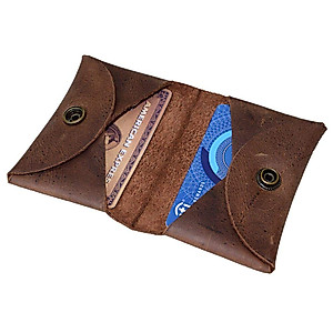 Hide & Drink, Leather Multi Card Holder, Holds Up to 8 Cards/Folded Bills/Pouch/Case/Organizer, Handmade :: Bourbon Brown