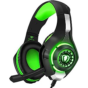 BlueFire Stereo Gaming Headset for Playstation 4 PS4 PS5, Over-Ear Headphones with Mic and LED Lights for Xbox One, PC, Laptop(Green)