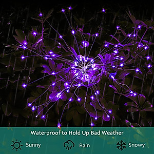 JJGoo Solar Garden Lights Solar Firework Lights, 2 Pack 150 LEDs 2 Lighting Modes Solar Lights Outdoor Waterproof for Garden Patio Walkway Pathway Party Wedding Christmas Decorative - Purple
