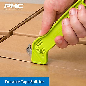 Pacific Handy Cutter EZR Concealed Blade Safety Cutter with Replaceable Blade and Tape Splitter, Safe and Efficient Cutting for Stretch Wrap, Cardboard, Tape, Zip Ties, Plastic Straps, and more.