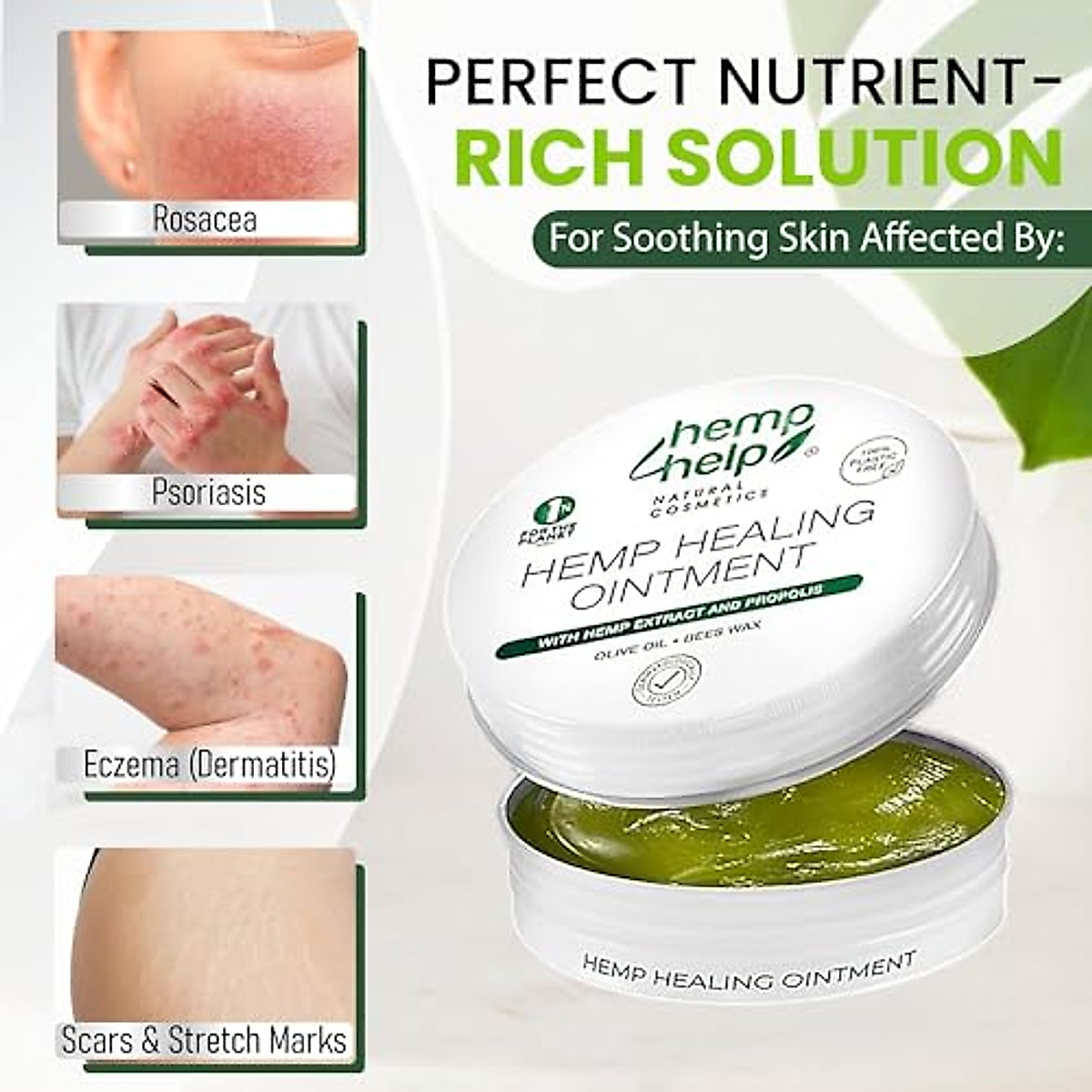 Natural Hemp & Manuka Propolis Ointment – Perfect for Eczema, Psoriasis, and Dry Skin Relief Intense Moisturizing & Deep Hydration – Eco-Friendly, Dermatologically Tested & Recommended