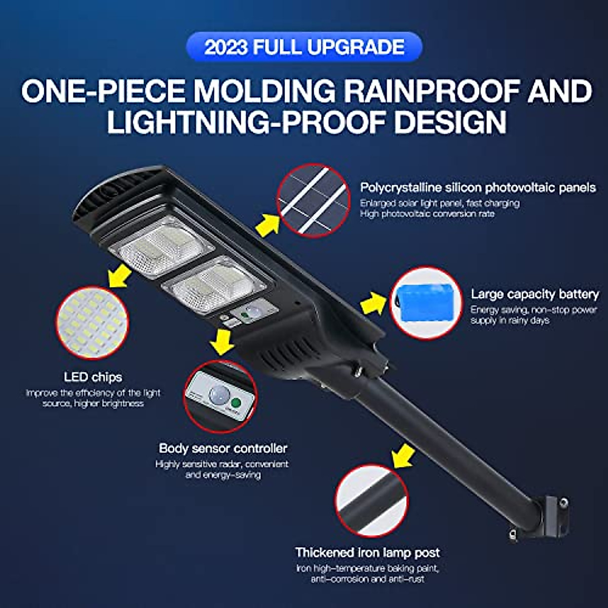 300W Solar Street Lights Outdoor waterproof,20000 lumens, Dusk to Dawn Solar with Motion Sensor and Remote Control, LED Flood Light, Suitable for courtyards, Gardens, Streets, Basketball Courts Garage