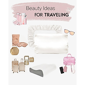 Yanideer Satin Pillowcase for Hair & Skin Travel Elastic Band Cooling Satin Pillowcases - Satin Pillow Case Cover Pillow Cases Standard Size Queen, White