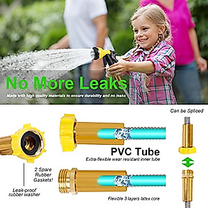 AMLEGEN Metal Water Garden Hose 50ft - Heavy Duty Stainless Steel, 8-Function Sprayer & Adjustable Nozzle, Lightweight & Flexible, Tangle Free & Kink Free, Dog Proof, for Lawn/Yard/Outdoor/RV