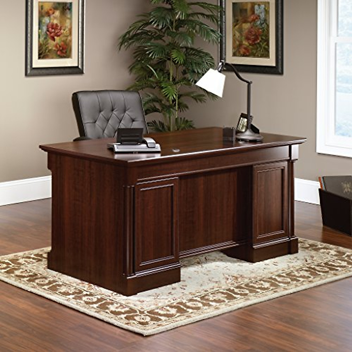 Sauder Palladia Executive Desk, Select Cherry finish