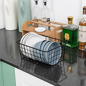 Wire Storage Baskets, Household Pantry Baskets 4 Pack, Wire Baskets For Organizing, Countertop, Closet, Bedroom, Bathroom, Make Life Tidier Metal Basket