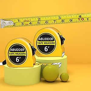 6 Pieces Tape Measures 6 ft,Metric Measuring Tape Retractable, Self-Locking Tape Measurer, Easy Read Imperial/Metric Scale Measurement Tape