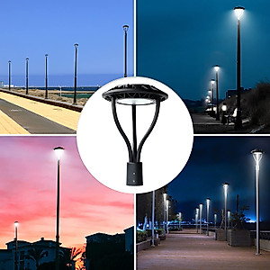 OSTEK Led Post Top Pole Lights with Photocell 20W/30W/40W/60W Power Selectable LED Circular Parking Lot Area Light 5000K Outdoor Lamp Top Pathway Fixture for School Street Garden Yard IP65