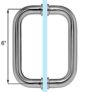 Dynasty Hardware 6" Back to Back Tubular Shower Door Pull for Frameless Shower Doors, Satin Nickel, with Trim Washers