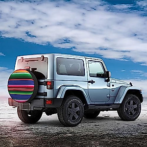 Colorful Mexican Stripes Print Spare Tire Cover Funny Wheel Covers Waterproof Dust-Proof Wheel Protectors Fit for Trailer SUV Truck Camper 14 Inch