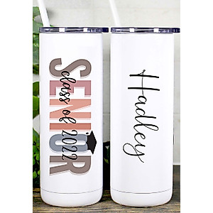 AVITO Personalized Senior Graduation Tumbler, 20 oz Tumbler with Closing Lid and Straw, Senior Gifts 2024, Graduation Tumbler, Class of 2023 Tumbler