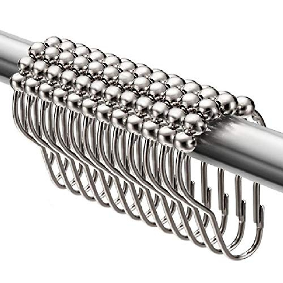 Bathroom Curtain Hooks Rustproof Steel Polished Chrome Shower Curtain Rings Set of 12