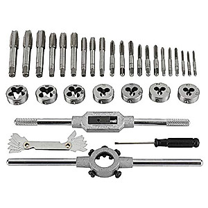Toolly Tap and Die Set, 32pcs Metric Hardened Steel Tool Set, Essential Threading & Rethreading Tool with Storage Case