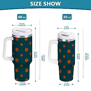 40oz Orange Polka Dots Steel Insulated Tumbler with Lid and Straw Fall Insulated Tumbler