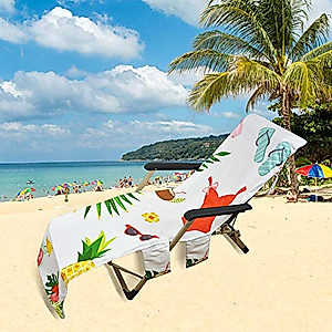 Pool Chair Cover Towel Beach Chair Cover Patio Chaise Lounge Chair Cover Sunbathing Beach Towel with Side Pockets for Summer Hotel Holiday Garden, No Sliding