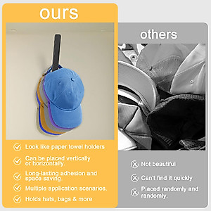 PEDORUBY Hat Rack for baseball caps, Strong Hat Hooks Wall Mount hat rack Ball Cap Holder. Multi-Purpose Hat Organizer for Hats, Clothes, Towels, 2 Pack Black