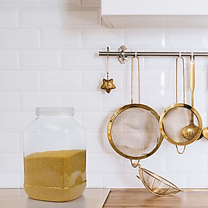 ZOOFOX 2 Pack Clear Plastic Jars, 1.5 Gallon Square Plastic Containers with Screw-On Lids, Refillable BPA Free Empty Plastic Jars for Kitchen & Household Storage of Dry Goods, Peanut, Candy and More, Airtight Food Storage