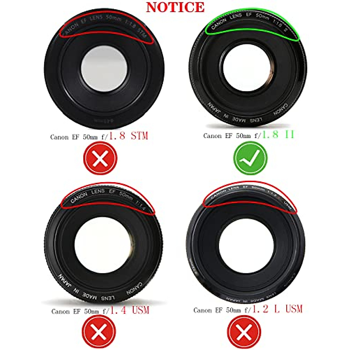 52mm Lens Cap Compatible for Canon EF 50mm f/1.8(Not 1.4) II (Not STM) RF 35mm f/1.8 is EF-S 24mm f/2.8 STM Nikon AF-S DX 35mm f/1.8G,AF(Not AF-S) Nikkor 50mm f/1.8D, 50mm f/1.4D[2 Pack]