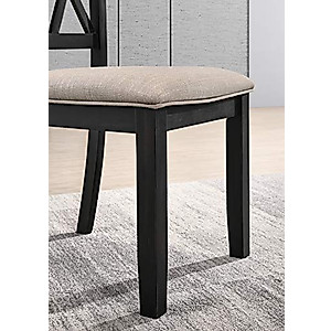 Roundhill Furniture Windvale Fabric Upholstered Dining Chair, Set of 2, Black