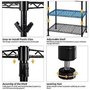 Karl home 4 Tiers Wire Garment Rack Heavy Duty Clothes Rack, Portable Closet Organizers Storage Clothing Wardrobe Freestanding Adjustable Shelves with 4 Rods Hooks, Metal Load 800LBS 68.5x15.7x70.8