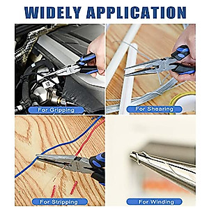 URASISTO 6-Inch Long Needle-Nose Side Cutting Pliers with Heavy Duty Nickel Chromium Steel Construction