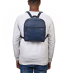 ROLANDO Navy Blue Multi-Purpose Unisex Casual Leather Backpack