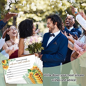 YUEXLL Set of 25 Sunflower Advice and Wishes Cards for Bride and Groom, Birthday, Engagement, Wedding, Bridal Shower, Baby Shower, Anniversary Party Card - 05