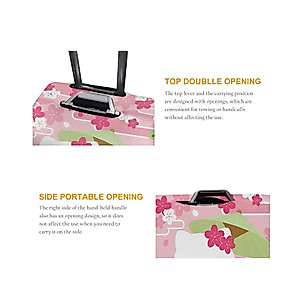 ISUNIET Washable Elastic Cartoon Pink Cat Luggage Cover Travel Suitcase Protective Cover Trunk Case Fits 18''-32'' Suitcase Protector Baggage With Concealed Zipper Gifts for Women Girls 5 Medium