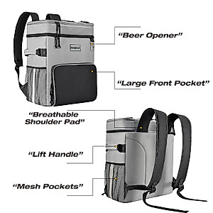 INSMEER Cooler Backpack, 32Cans/24L Large Backpack Cooler, Collapsible Soft Cooler Bag with Leakproof and Water-Resistant- Ideal for Beach, Travel, Picnic, Hiking, and Grocery Shopping