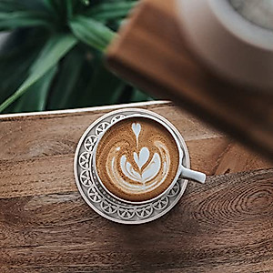 8 Pcs Boho Coasters for Drinks, Silicone Coasters with Holder, Boho Style Grooved Pattern, Tabletop Protection Coasters for Outdoor, Indoor, Coffee Table, Kitchen, Office, Bar, Heat Resistant