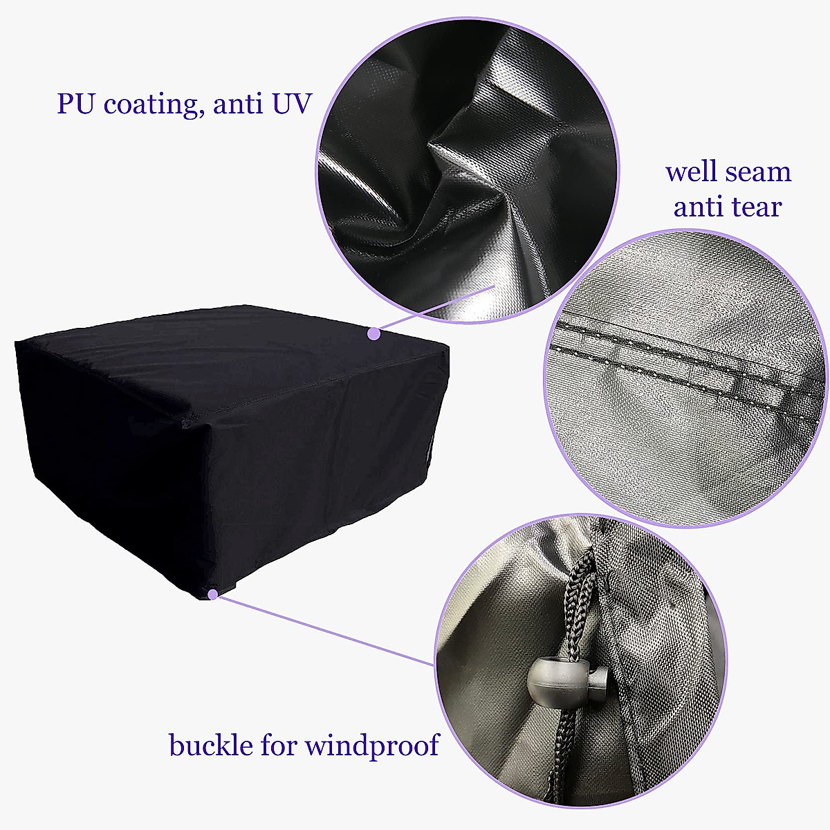 J&C Patio Furniture Cover, Outdoor Square Patio Furniture Set Covers Furniture Table Cover, Black Durable Waterproof Dust Proof Protection Covers for Garden Lawn Furniture Sets (35.5x35.in-420D)