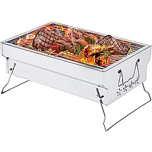 Charcoal Grills, Folding BBQ Grill Portable Grill with Reinforce Support Frame, Small Grill as Grill Accessories, Stainless Steel Table Top Grill Charcoal for Outdoor Cooking,Camping,Backyard Barbecue