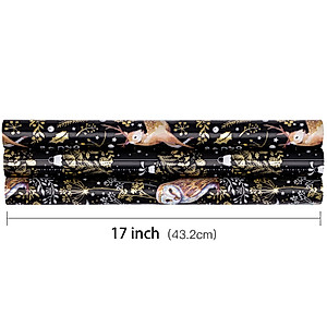 RUSPEPA Christmas Wrapping Paper Roll with Metallic Foil Shine - Mini Roll - 17 inches x 10 feet per Roll, Total of 3 Rolls - Owl, Reindeer and Christmas Ball
