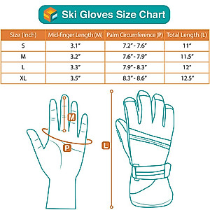 SUN CUBE Ski Gloves Men Women, Waterproof Thermal Winter Snow Gloves, Windproof 3M Thinsulate Snowboarding Snowmobile Skiing, Insulated Warmers Zipper Pocket Cold Weather Outdoor Snowboard, Gray XL