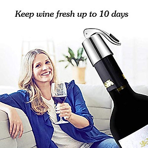 ERHIRY Wine Bottle Stopper Stainless Steel, Wine Bottle Plug with Silicone, Expanding Beverage Bottle Stopper, Reusable Wine Saver, Bottle Sealer Keeps Wine Fresh, Best Gift Accessories (2 PACK)