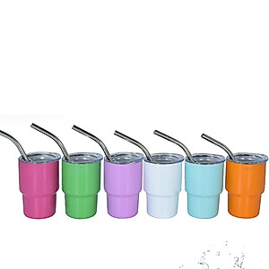 6 ColorsMini Tumbler Shot Glass,Mini Tumbler Shot Glass With Straw,Thermos Travel Coffee Mug,Tumbler Shot Glasses,Travel Mug For Hot And Cold Beverages